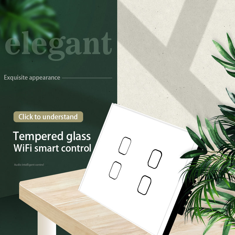 4 Gang WiFi Switch Smart Home Touch Light Wall Panel For Alexa Google ...
