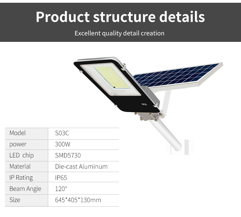 300W Led Solar Street Light IP 65 Aluminum Smart Split Streetlight 250 ...