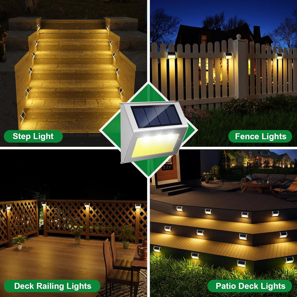 6 Pack Solar Fence Lights, Deck Lights, Solar Powered Waterproof Light ...