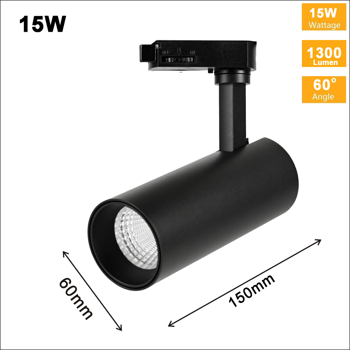 15W LED Track Light Adjustable Spot Light Dimmable &3 CCT (PVDL-TR015B ...