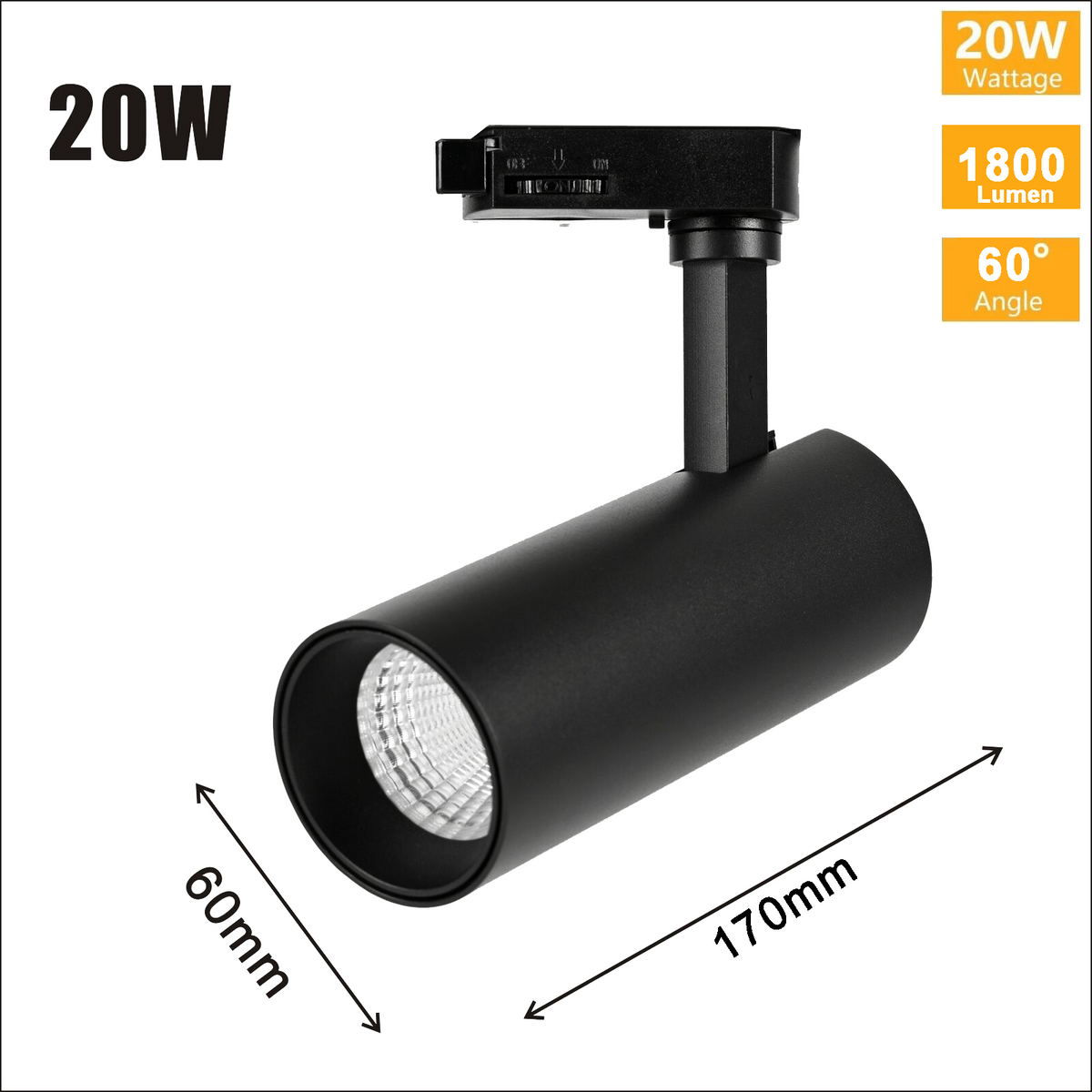 20W LED Track Light Adjustable Spot Light Dimmable &3 CCT (PVDL-TR020B ...