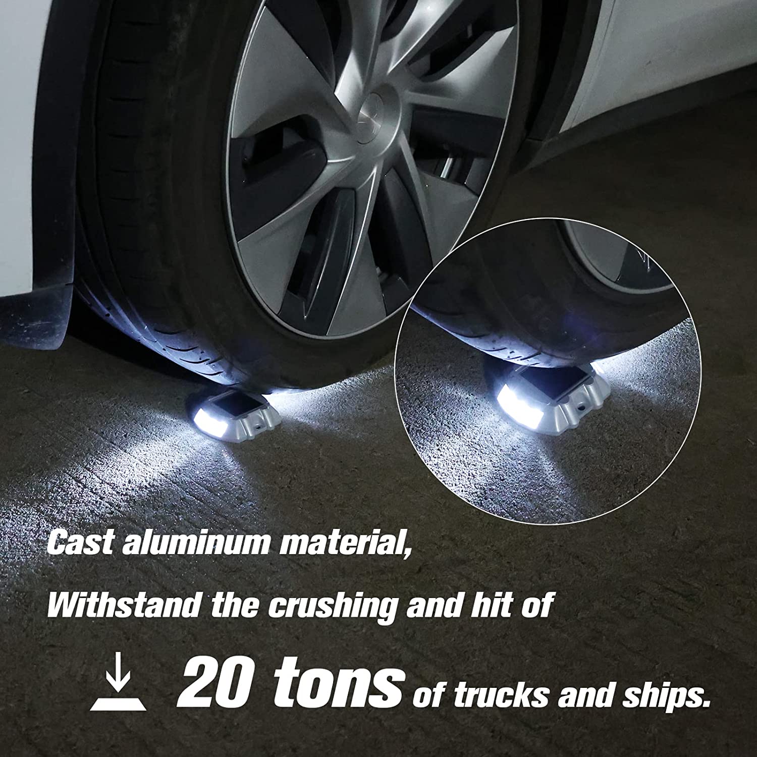 4-Pack LED Solar Driveway Marker Dock Deck Lights Cool white（PVDS-012C ...