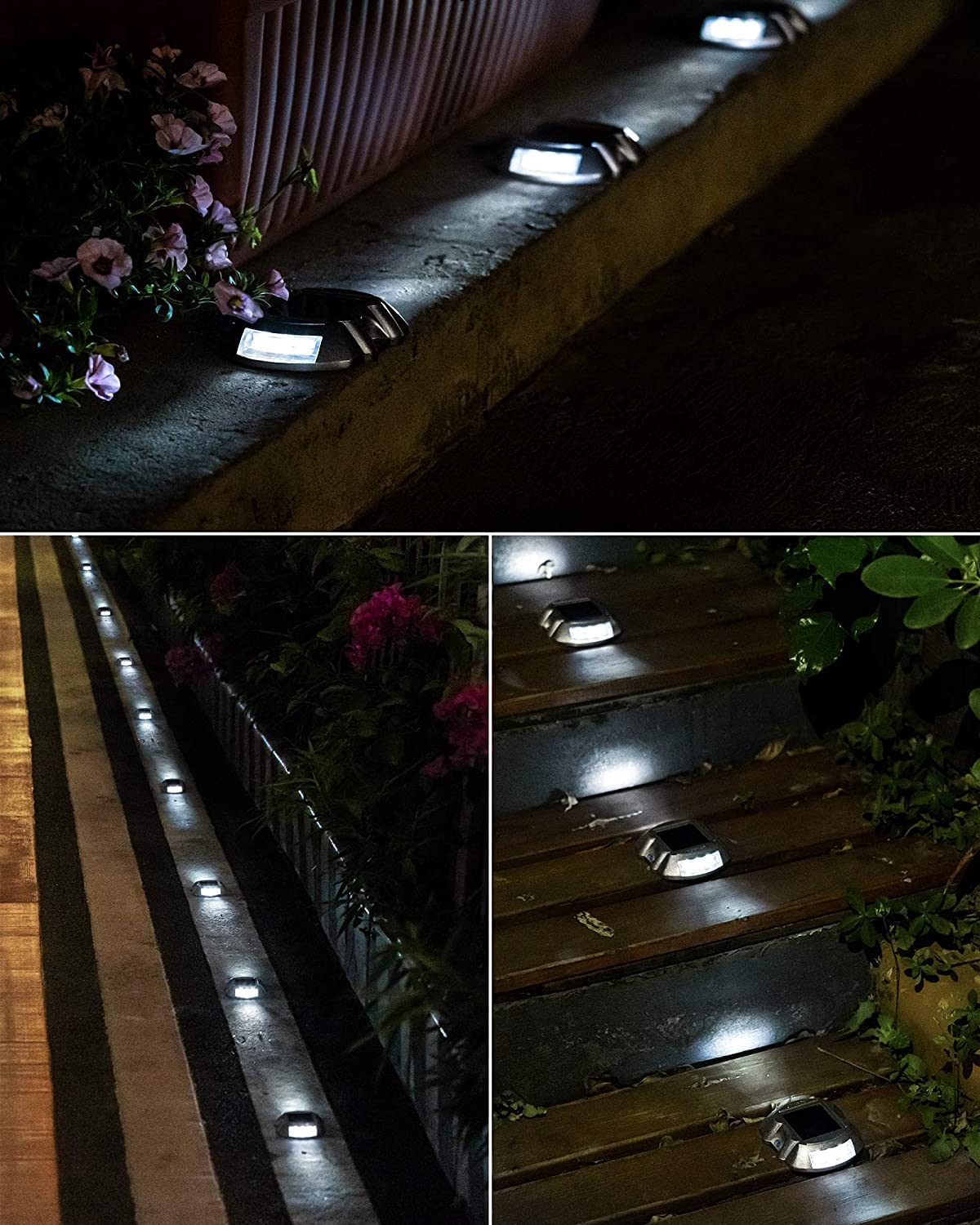 4-Pack LED Solar Driveway Marker Dock Deck Lights Cool white（PVDS-012C ...