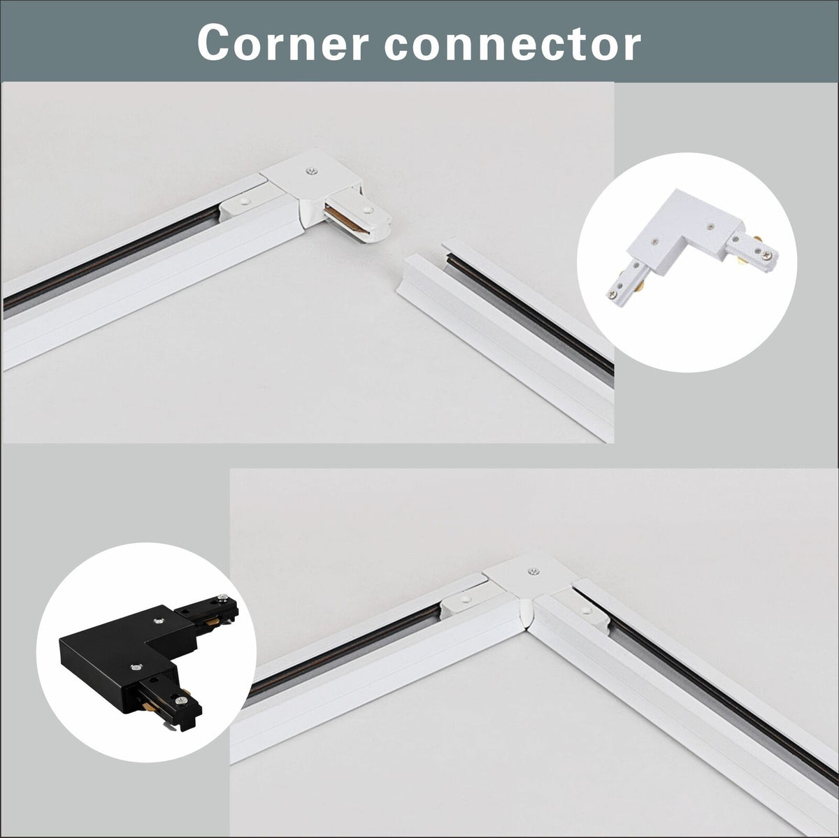 LED Track Light Rail Connector Black or White L Shape (PVTD-C02) – Pro ...