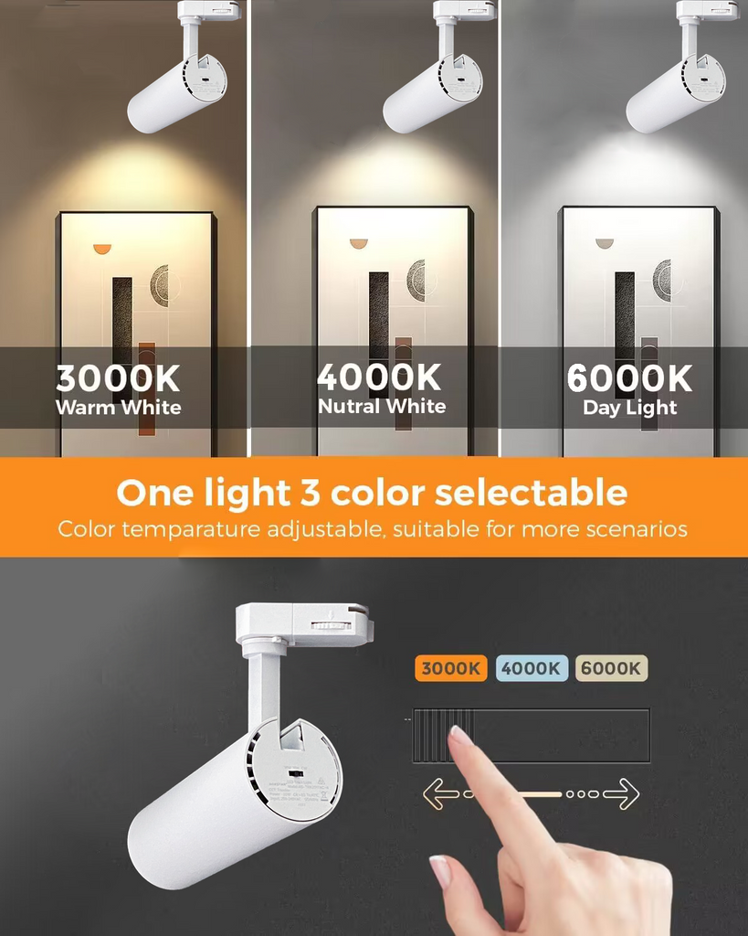 15W LED Track Light Adjustable Spot Light Dimmable &3 CCT (PVDL-TR015W ...